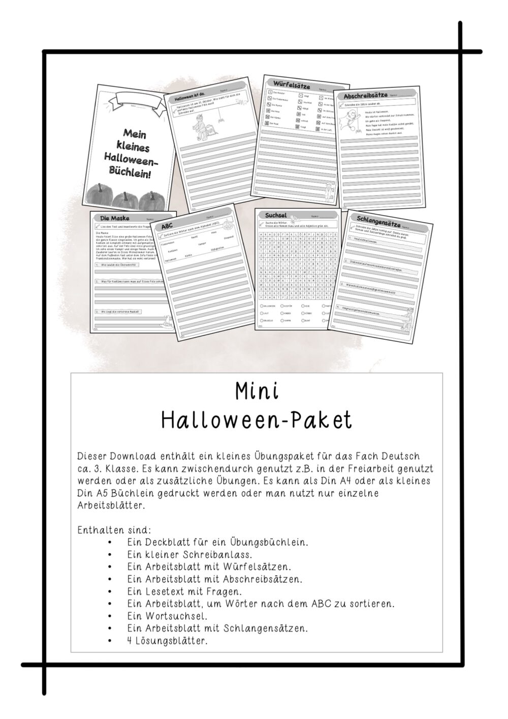 Mini Halloween-Materialpaket für Deutsch – Peanut's Peanuts