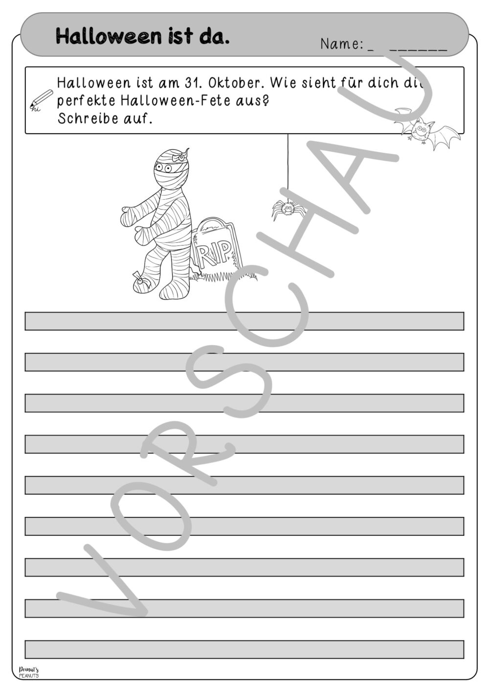 Mini Halloween-Materialpaket für Deutsch – Peanut's Peanuts